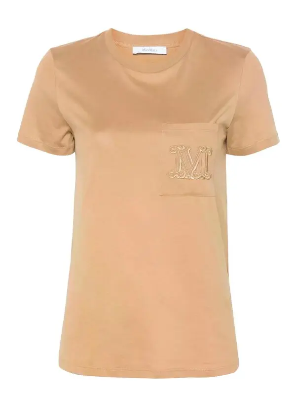 Max Mara Papaia Logo-embroidered T-shirt - Neutrals
