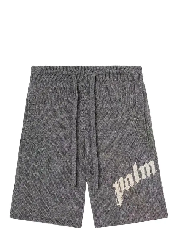 Palm Angels Logo Knitted Shorts - Grey