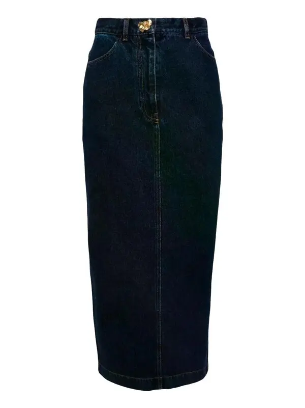 Oscar De La Renta High-rise Denim Pencil Skirt - Blue