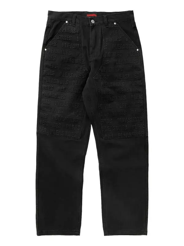 PLEASURES Logo-embroidered Jeans - Black