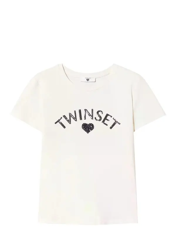 TWINSET Logo-embellished T-shirt - Neutrals