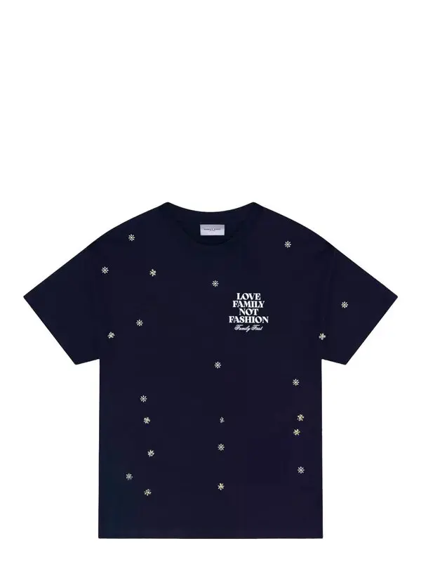 FAMILY FIRST Floral-embroidered T-shirt - Blue