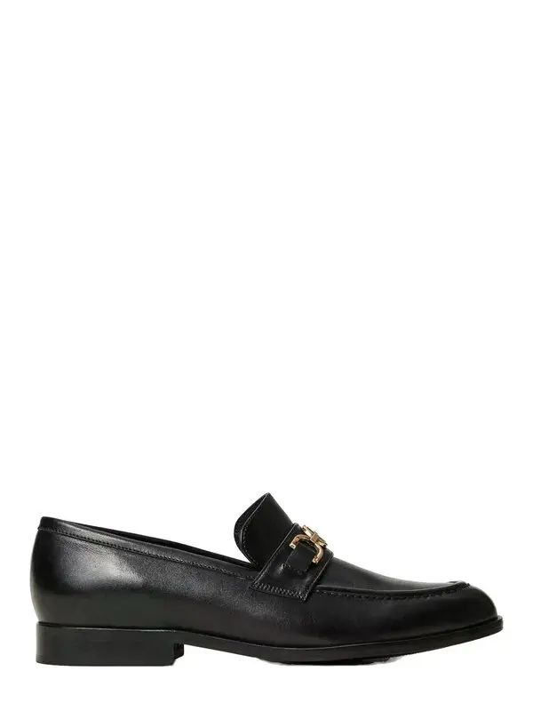 TWINSET Oval T Leather Loafers - Black