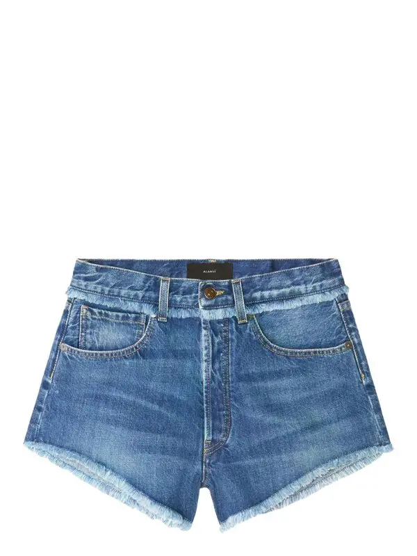 Alanui Fringed Cotton-denim Shorts - Blue