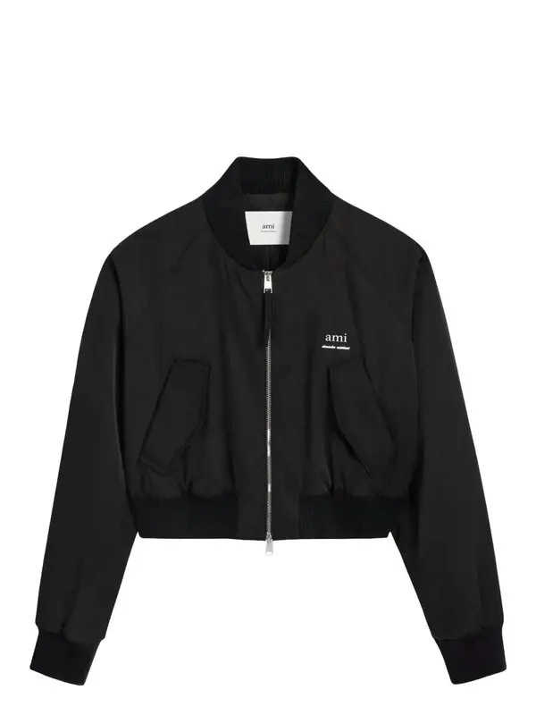 AMI Paris Logo-lettering Bomber Jacket - Black