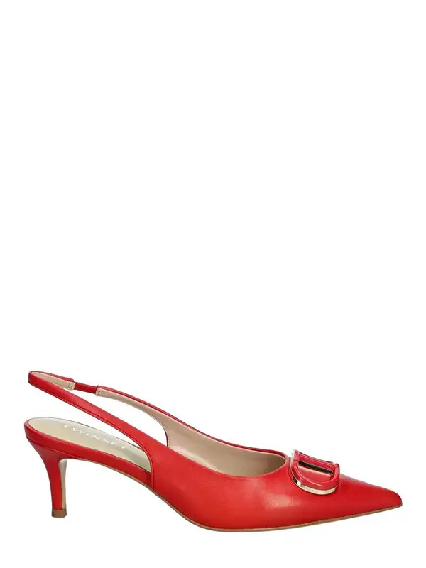 TWINSET 60mm Oval T-strap Slingback Pumps - Red