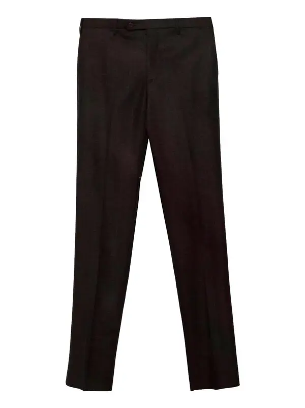 ROTA Check Patterned Virgin Wool Trousers - Brown