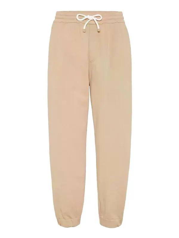 Brunello Cucinelli Straight-leg Cotton-blend Track Pants - Neutrals