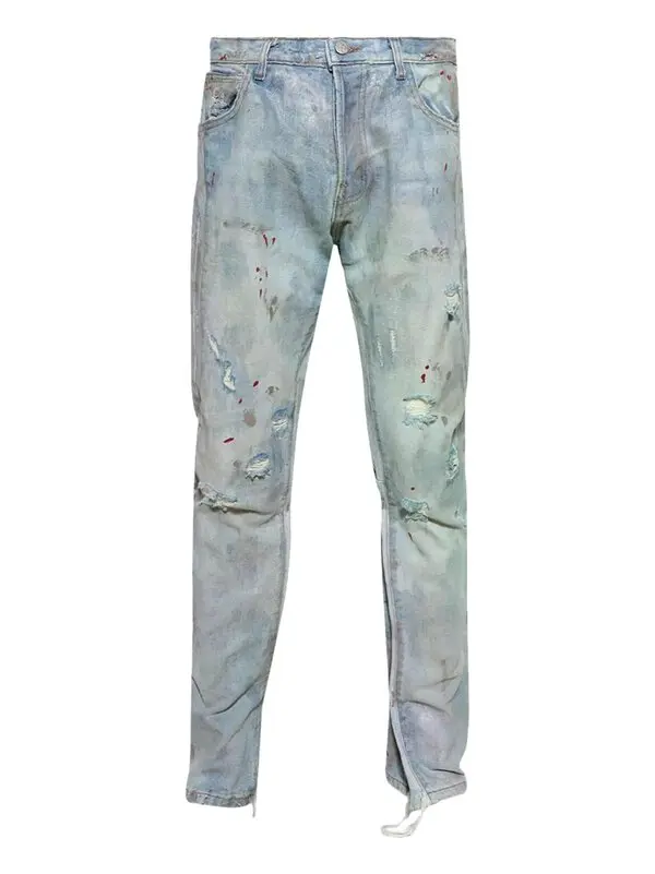 RRR123 Painted And Repaired Slim-cut Jeans - Blue