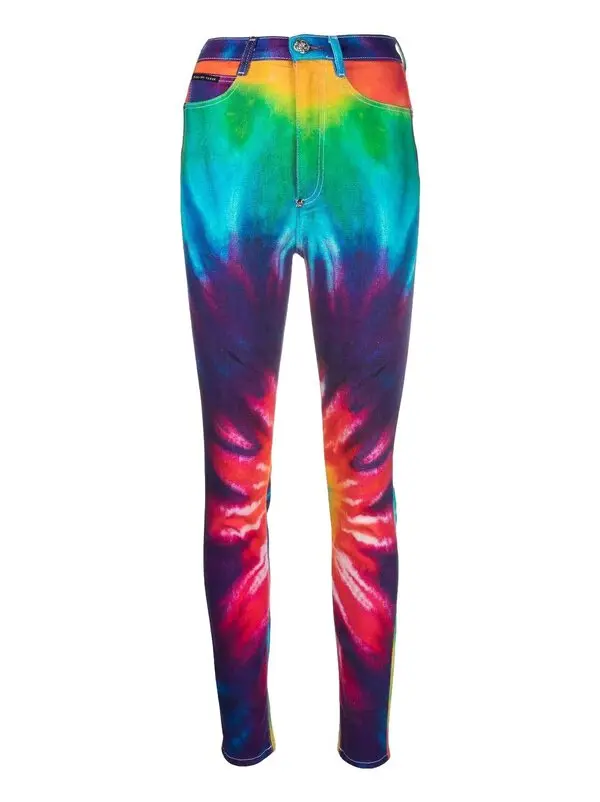 Philipp Plein Tie-dye Print Skinny Jeans - Blue