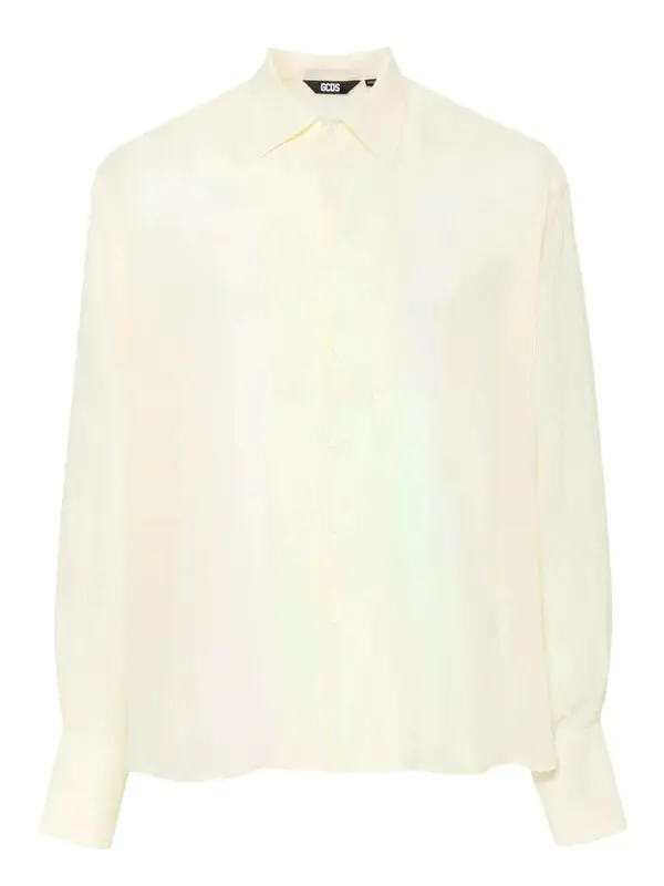 Gcds Logo-embroidered Georgette Shirt - Yellow