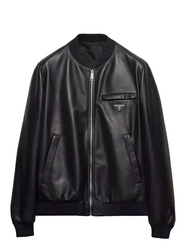 Prada Nappa Leather Bomber Jacket - Black