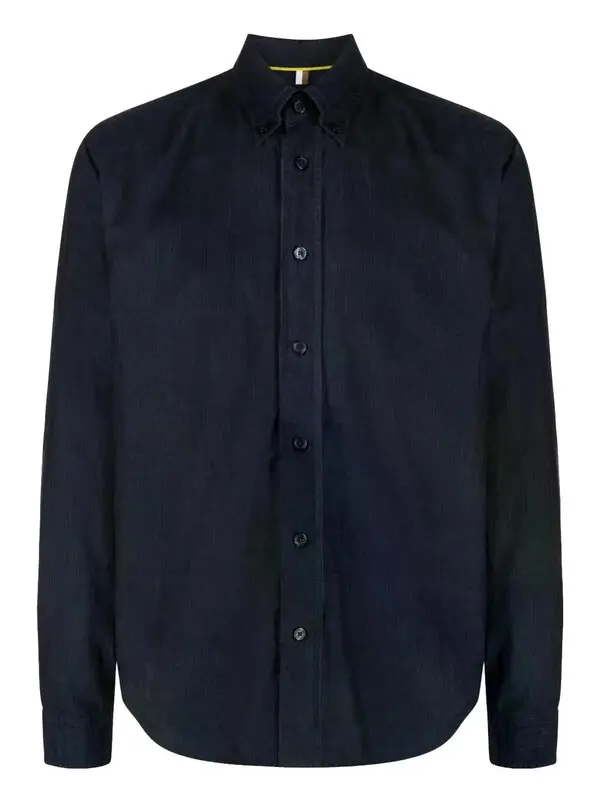 BOSS Long-sleeve Cotton Corduroy Shirt - Blue