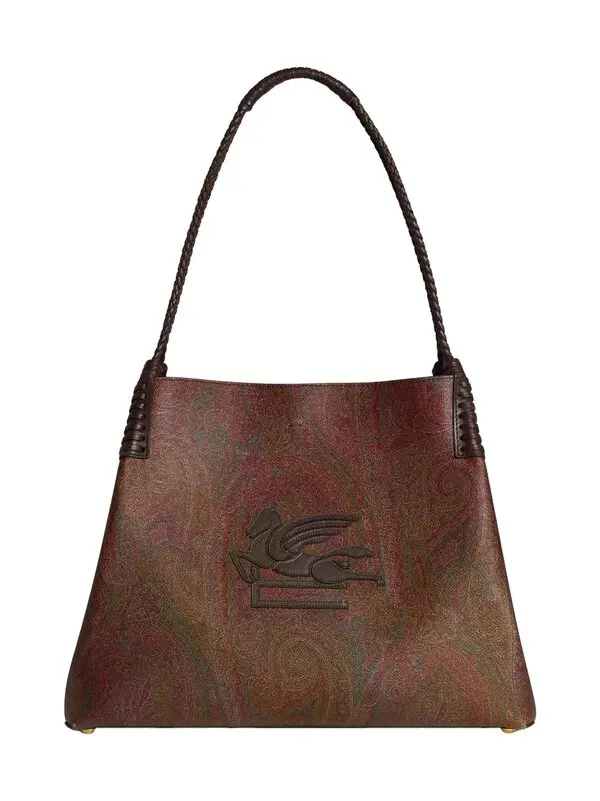 Etro Paisley Logo Shoulder Bag - Brown