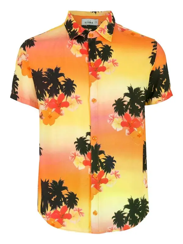 AMIR SLAMA Tropical Print Short-sleeve Shirt - Multicolour