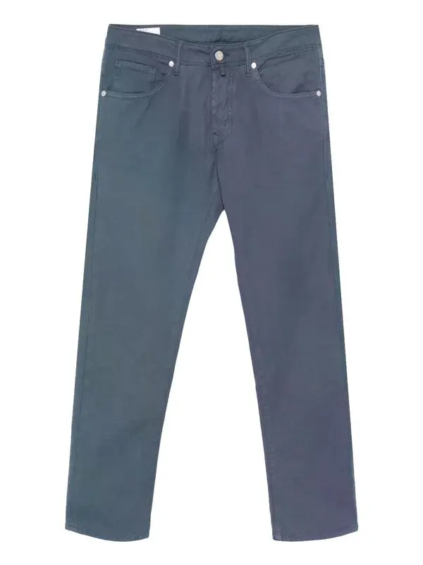 Incotex Logo-patch Tapered Trousers - Blue