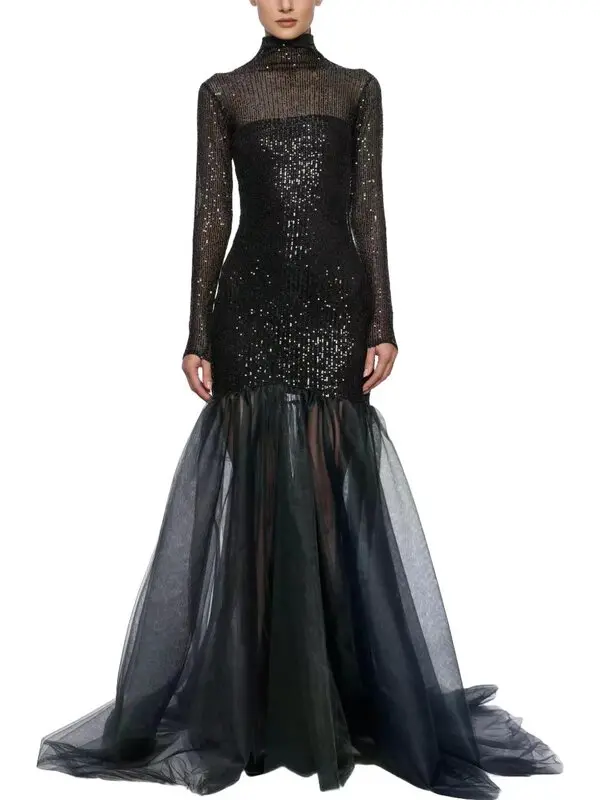 ATU BODY COUTURE Sequined Mermaid Maxi Dress - Black
