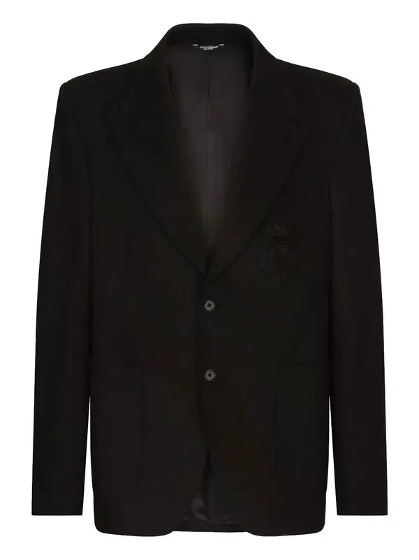 Dolce & Gabbana Heraldic-patch Single-breasted Blazer - Black