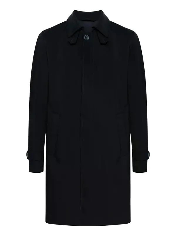 Herno Logo Plaque Coat - Blue