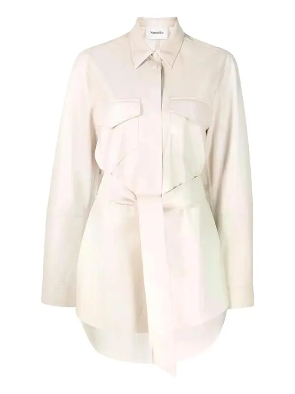 Nanushka Vegan Leather Oversized Shirt - Neutrals