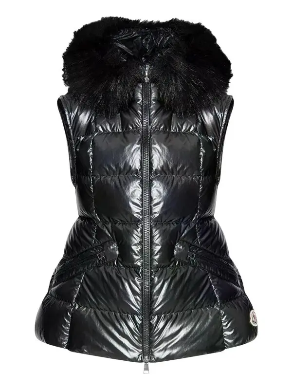 Moncler Anse Shearling-collar Down Vest - Black