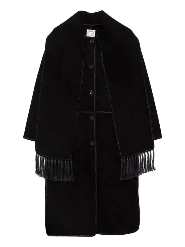 TOTEME Embroidered Scarf Coat - Black