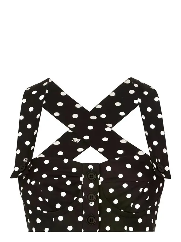 Dolce & Gabbana Polka-dot Corset Top - Black