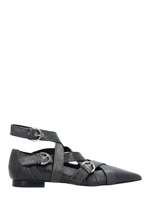 Pinko Gianira Leather Ballerina Shoes - Black
