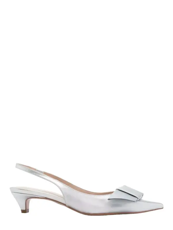 TWINSET 40mm Bow-detail Slingback Pumps - Silver