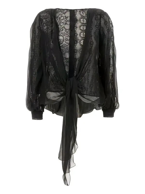 Alberta Ferretti Silk Organza Blouse - Black