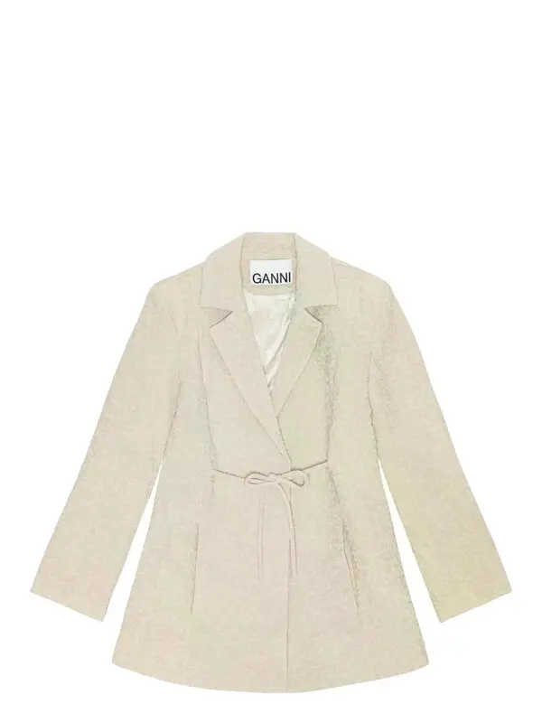 GANNI Tie-fastening Textured Blazer - Neutrals