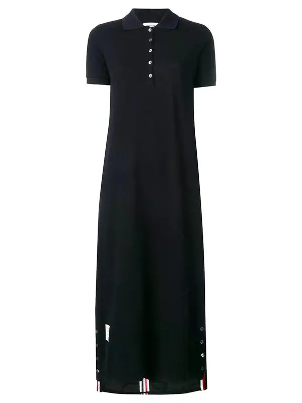Thom Browne Center-back Stripe Piqué Polo Dress - Blue