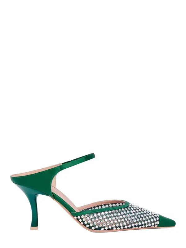 MALONE SOULIERS Vega 70mm Crystal-embellished Mules - Green