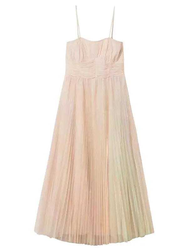 TWINSET Pleated Tulle Midi Dress - Neutrals