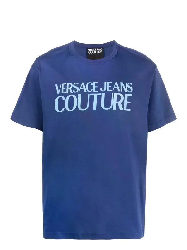 Versace Logo-print Cotton T-shirt - Blue