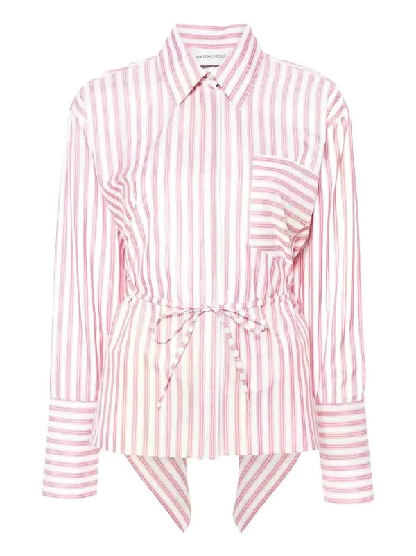 Viktor & Rolf Volant Open-back Striped Shirt - Red