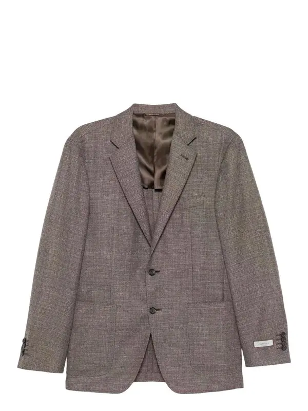 Canali Kei Wool Interlock Blazer - Brown
