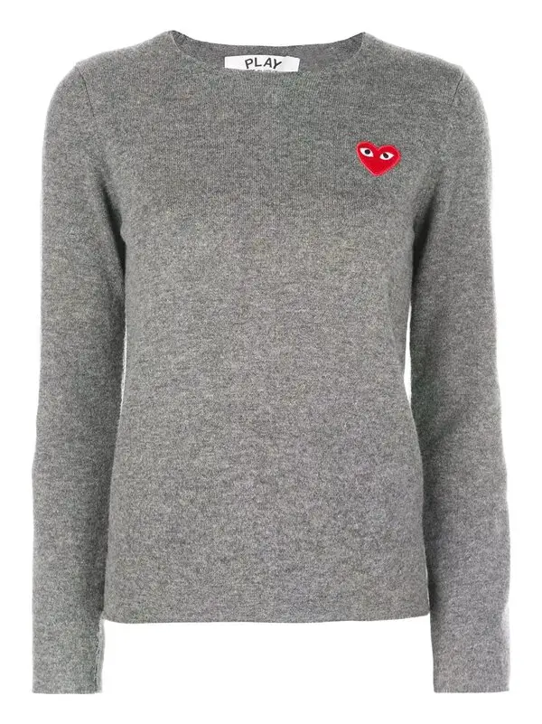 Play Comme Des Garcon Heart-appliqué Sweater - Grey