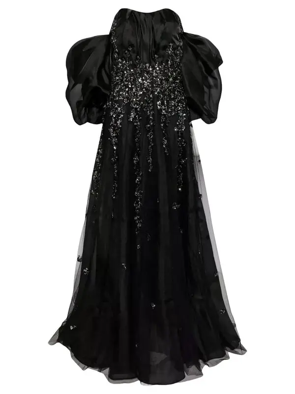 SAIID KOBEISY Bead-embellished Organza Gown - Black