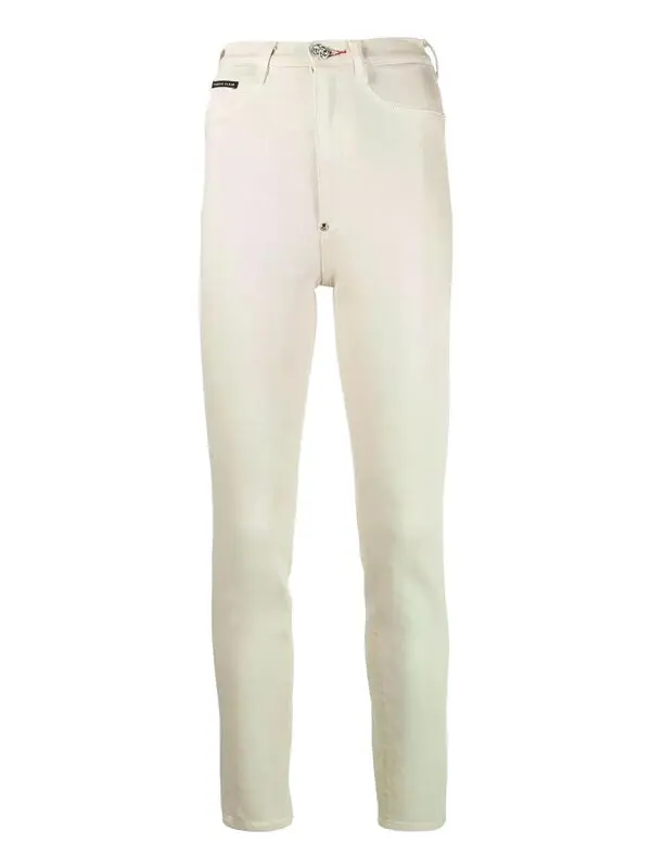 Philipp Plein Logo Patch High-waisted Jeggings - Neutrals