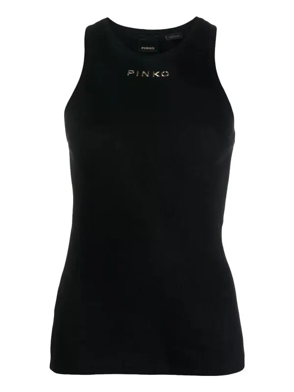 Pinko Ribbed Logo Tank Top - Black