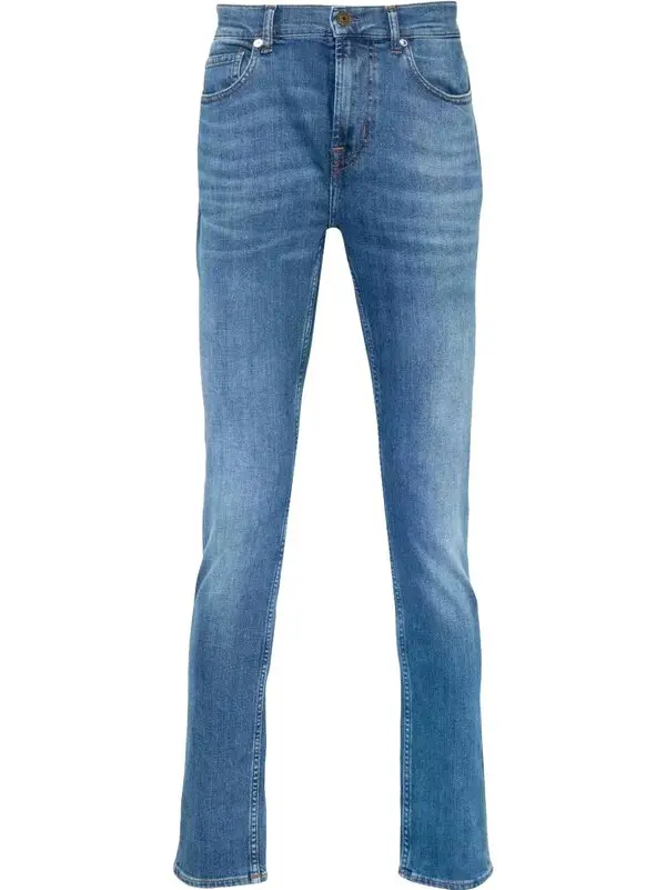 7 For All Mankind Paxtyn Logo-patch Jeans - Blue