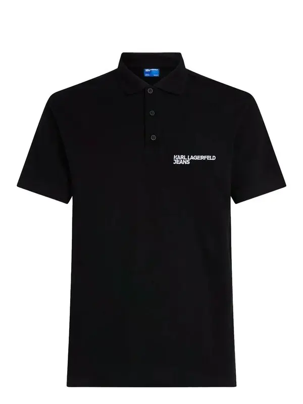 Karl Lagerfeld Logo-embroidered Polo Shirt - Black