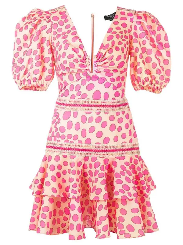 PatBO Polka-dot Lace-trim Mini Dress - Pink