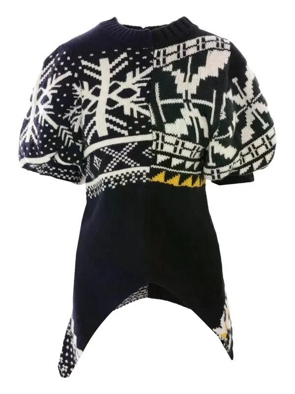 Sacai Patchwork Short-sleeve Sweater - Black