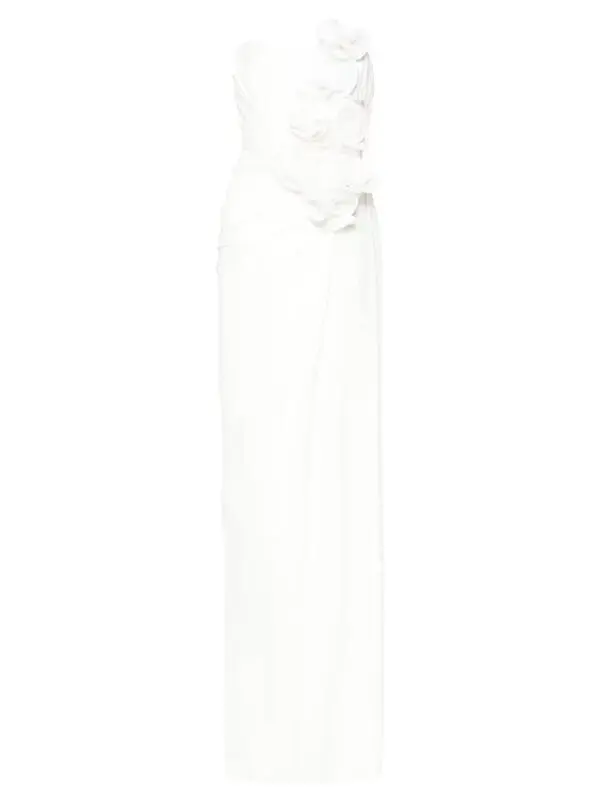 ANA RADU Floral-appliqué Maxi Dress - White