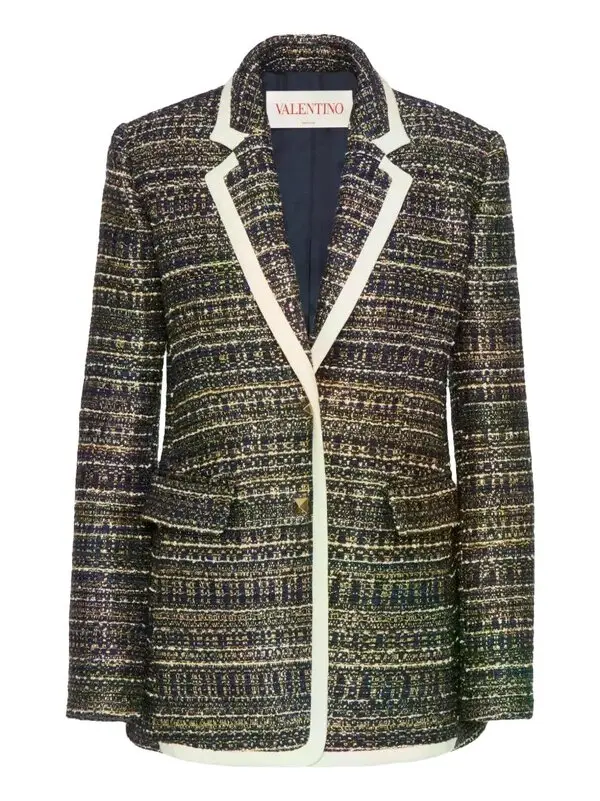 Valentino Garavani Tweed Single-breasted Blazer - Blue