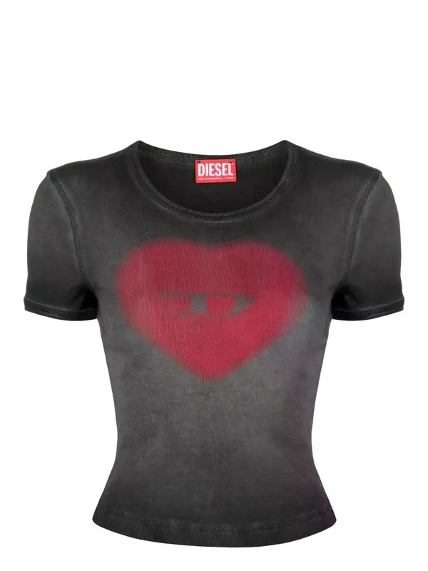 DIESEL® Logo Heart-print T-shirt - Black