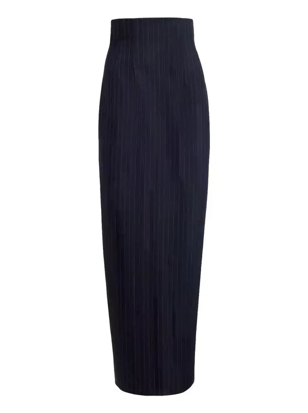 Khaite The Loxley Pinstriped Pencil Skirt - Blue