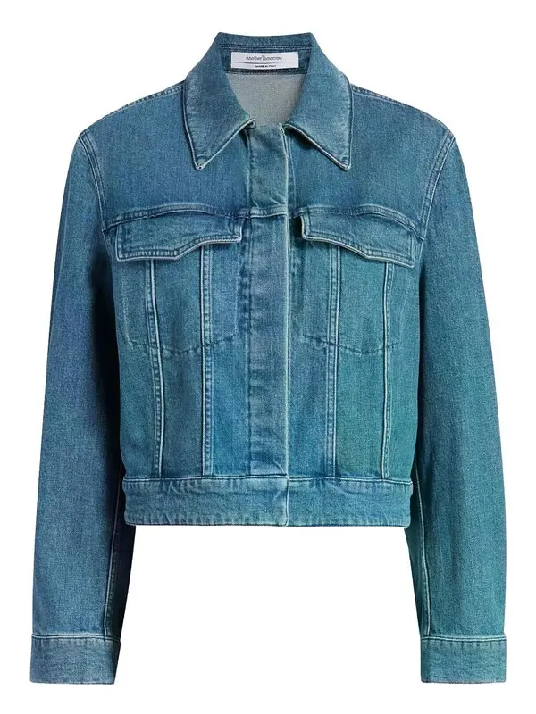 Another Tomorrow Seam-detail Cropped Jacket - Blue